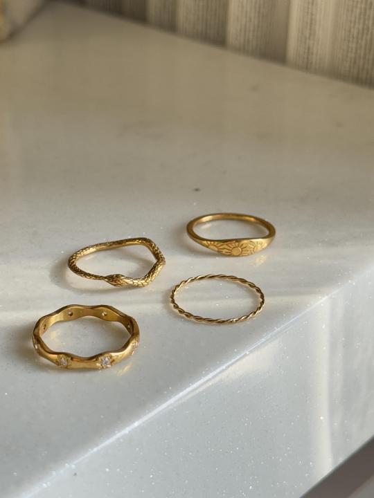 Titanium Steel Rings Set Non-Fading Snake Year Simple Fashionable ...