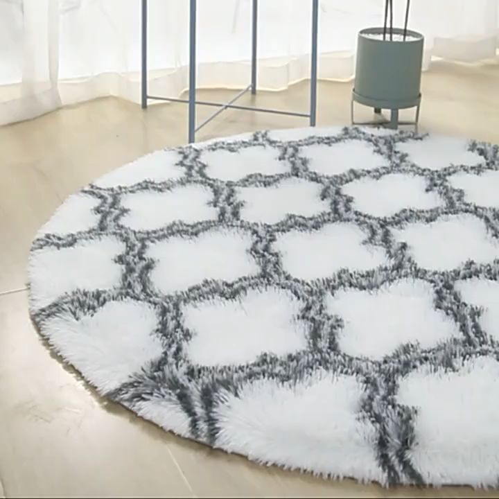 80/120/200CM Super Soft Fluffy Round Plush Carpet New Geometric Pattern ...
