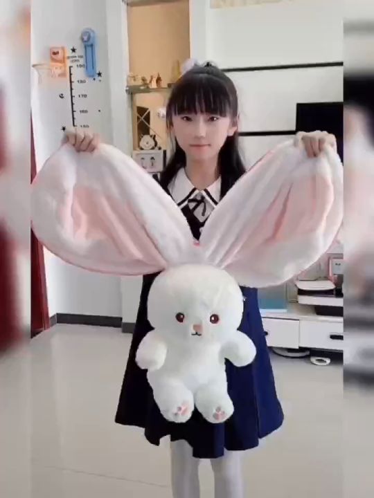25CM Kawaii Strawberry Rabbit Bunny Plush Toy 2 in 1 Long Ear Rabbit ...