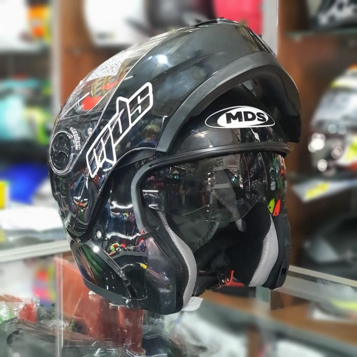 HELM MDS MODULAR HITAM DOBEL VISOR | Lazada Indonesia