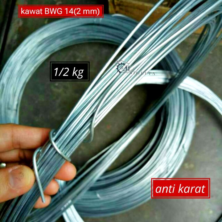 Kawat BWG 14(2mm) 1/2 kg 9 meter kawat bonsai kawat bwg galvanis kawat bwg anti karat | Lazada ...