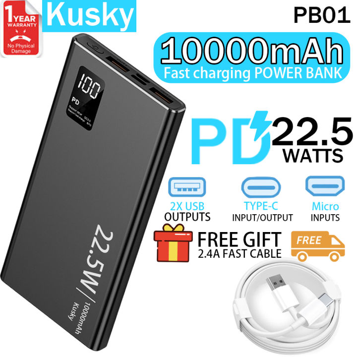 Kusky PB01 Powerbank 10000mAh PD22.5W QC 3.0 Fast Charge Dual USB 22.5W ...