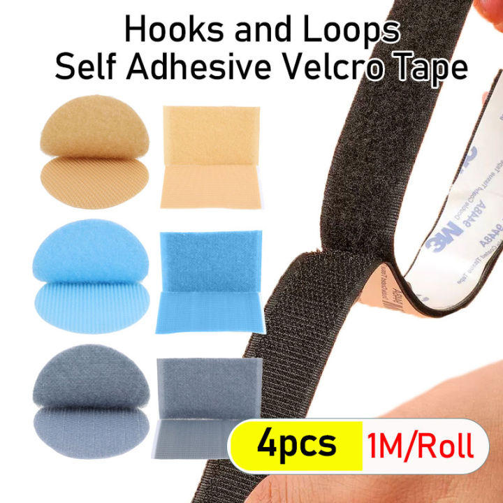 YESPERY 4Pcs/1M Nylon Sticker Self Adhesive Hooks and Loops Fastener Tape Nylon Sticker Adhesive ...