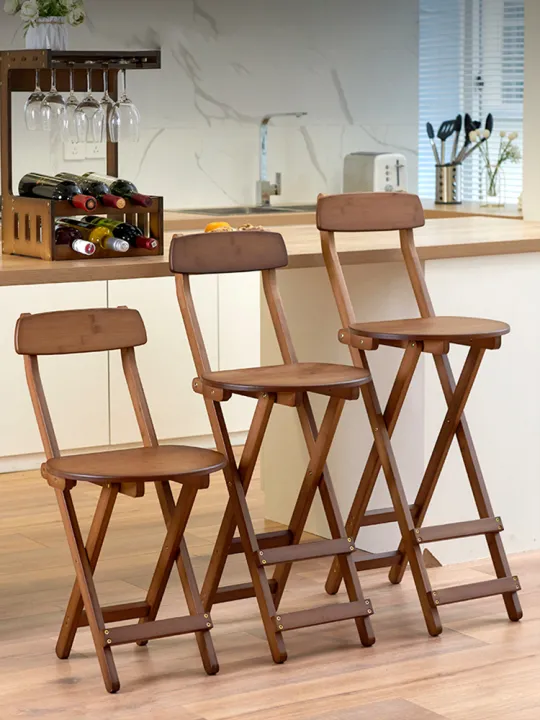 Portable Bar Stool Foldable High Table Chair Original Wood Style ...