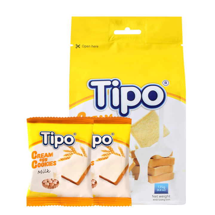 [3 Bags] Vietnam Tipo Rusk Milk Egg Flavor Original Breakfast Cookie Afternoon Tea Snacks 135G ...