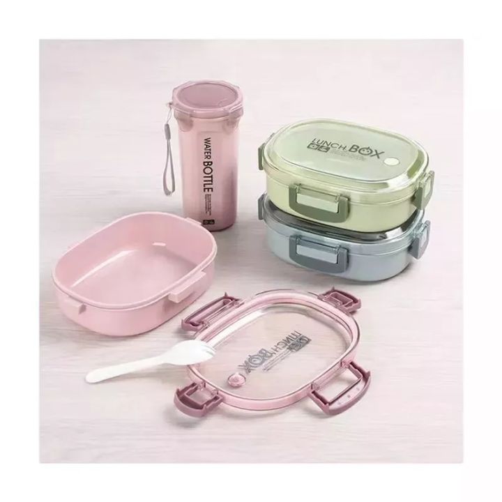 Kotak Makan 1Set Lunch Box 1 Set Kotak Makan & Botol BPA Free 850Ml | Lazada Indonesia