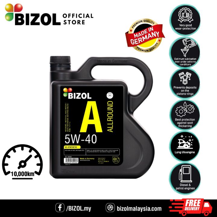 BIZOL Allround 5W-40 Germany Fully Synthetic Engine Oil Minyak Hitam 4L ...