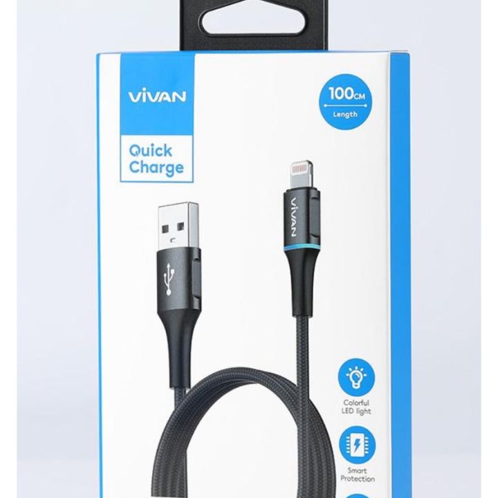 Kabel Data Vivan VDL100 For Lightning Black | Lazada Indonesia