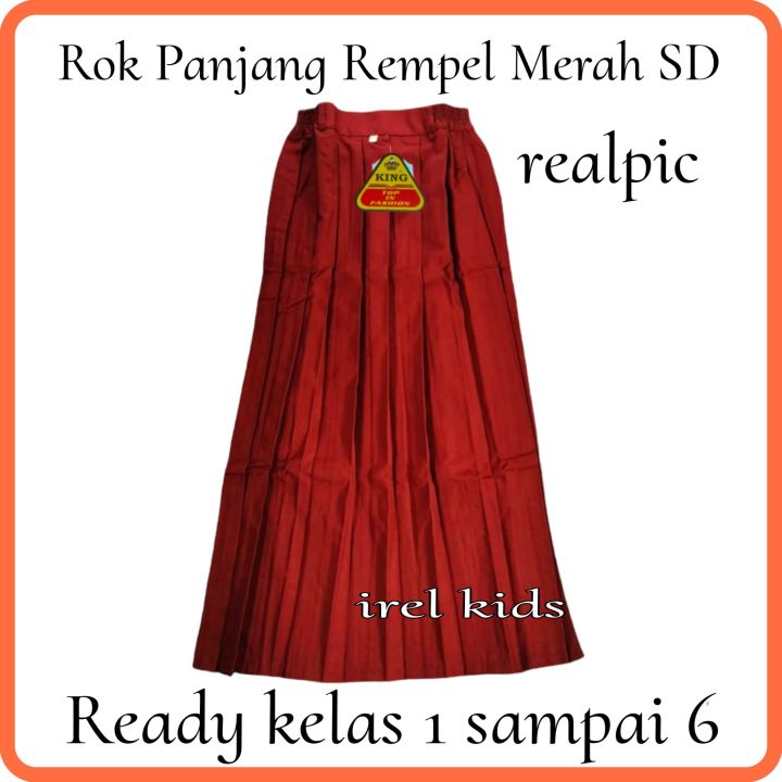 Rok Panjang Rempel Merah Lengkap Ukuran kelas 1 -6 | Lazada Indonesia