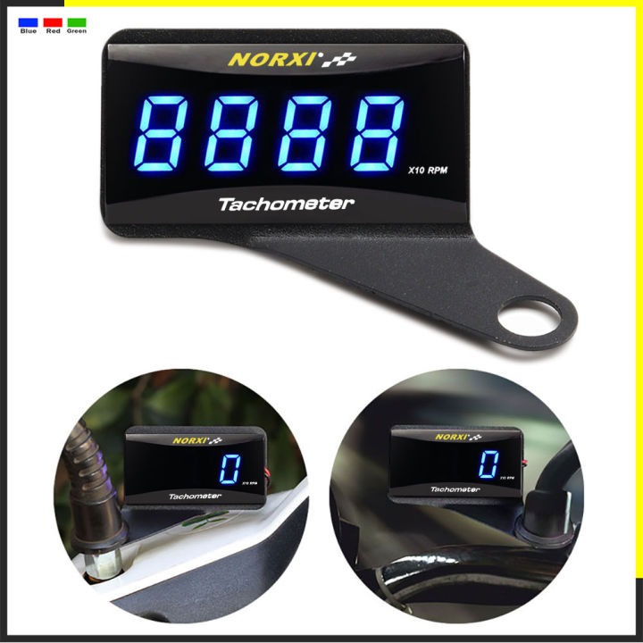 Motorcycle Mini RPM Meter Digital Square LCD Display Engine Tach Hour Meter Tachometer Gauge for ...