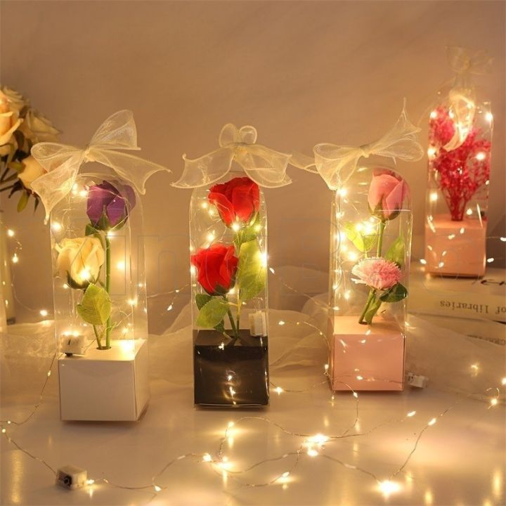 Clear Flower Gift Box with Faux Flower Plastic Packaging for Wedding ...