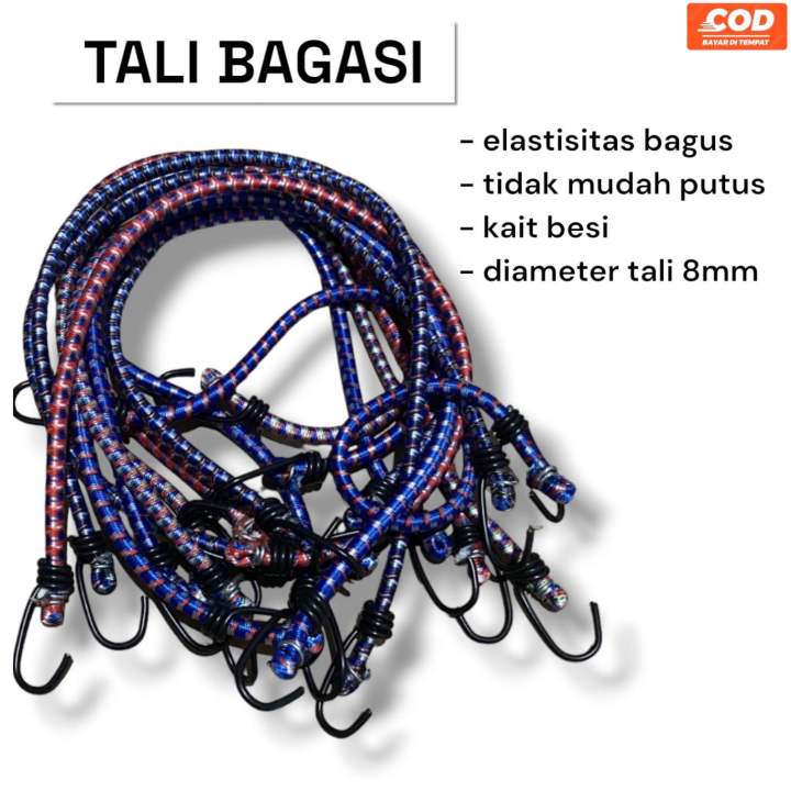 Tali Bagasi Motor / Tali pengikat barang / Tali karet 1 meter / Tali ...