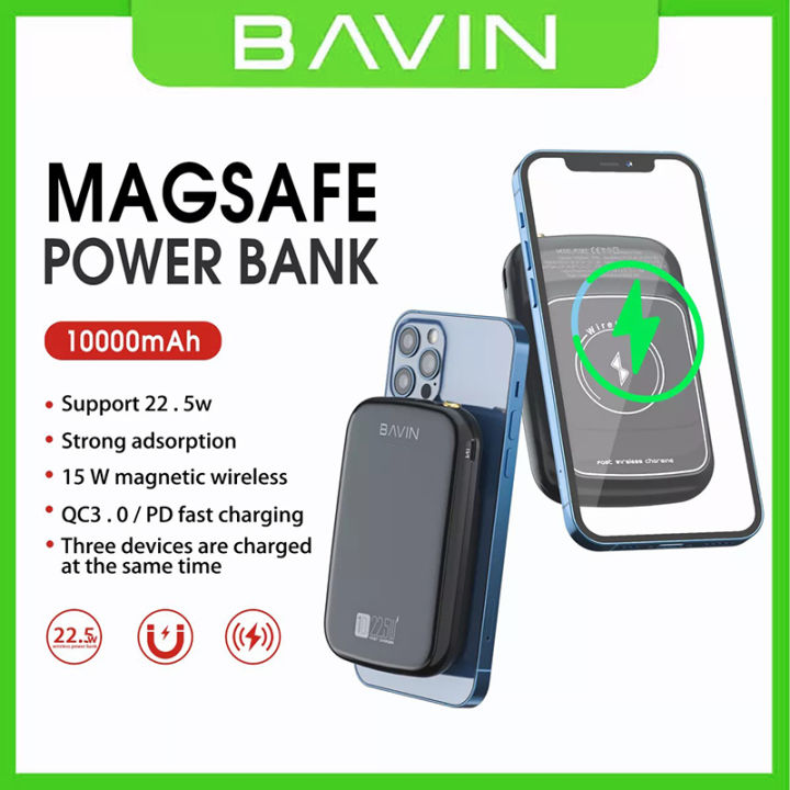 BAVIN PC062 Power Bank 10000mAh Wireless Magnetic LED Light Indicator ...