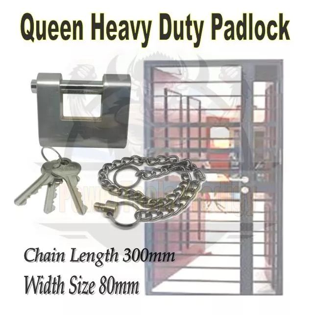 Queen Heavy Duty Padlock Pad Lock Stainless Steel with 3 keys/ Gate ...
