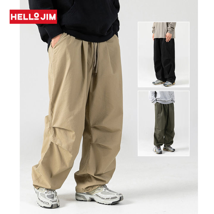 HELLO JIM กางเกงขายาวของผู้ชาย2023 100% ใหม่สไตล์ผ้าฝ้ายกางเกงทรงหลวม ...