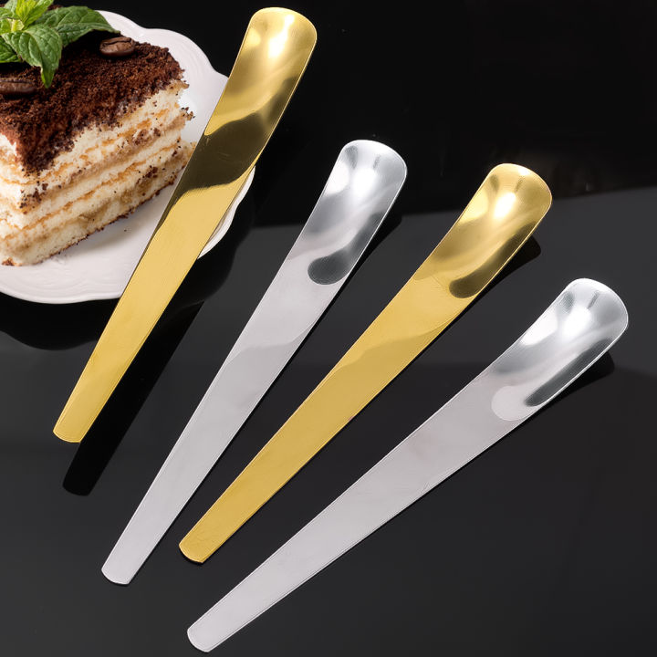 Long Handle Stainless Steel Flat Head Spoon Cake Dessert Coffee ...