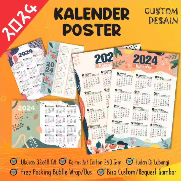 Kalender Poster 2024 AESTHETIC / Kalender Dinding / Kalender A3+ Art ...