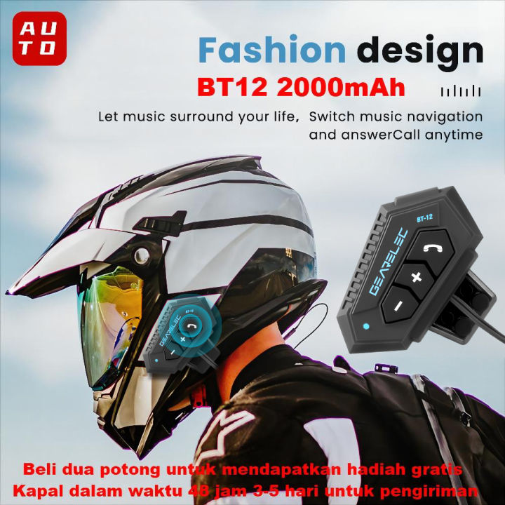 [Dikirim Dari Jakarta] BT-12 Bluetooth 5.0 Motorcycle Helmet Headset Motorbike Wireless ...