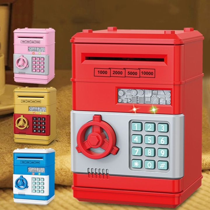 Electronic Piggy Bank Automatic Mini Safe Coins Cash Saving Money Box ...