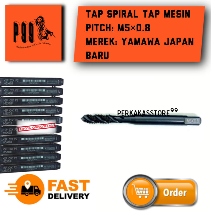 TERMURAH!!! Hand Tap Spiral Baru Yamawa M5 x 0.8 / Tap Baut Mur 8 mm / Tap M5 x 0,8 / Pembuat ...