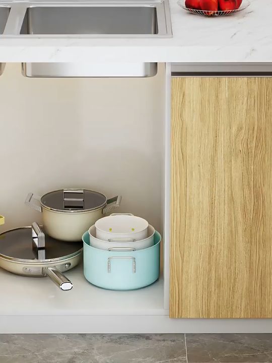 Bawah Sinki rak dapur 3-5 Tiers Adjustable Pot Rack Pans Organizer ...