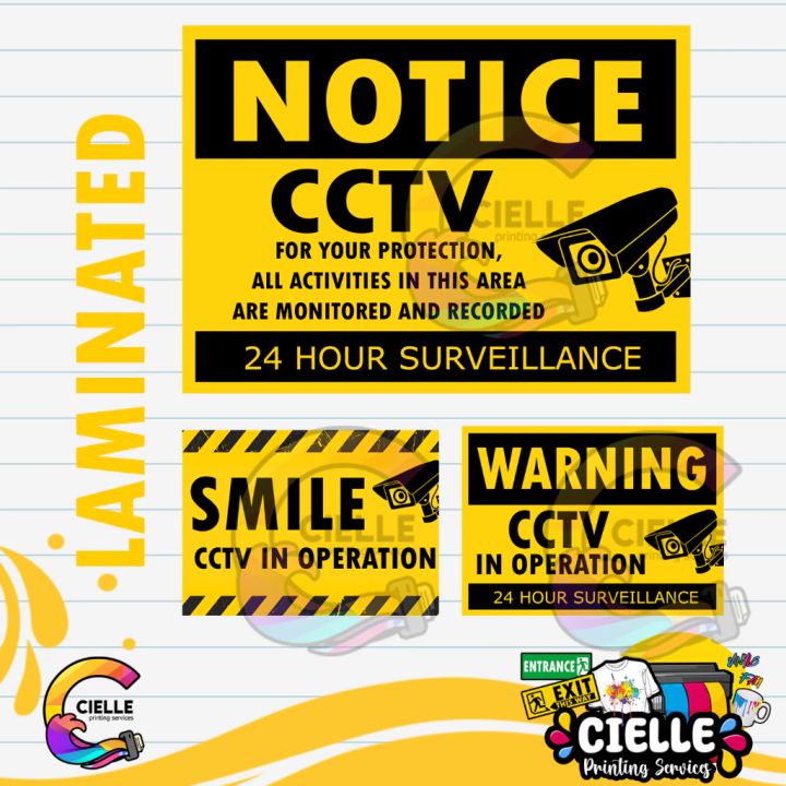 CCTV - LAMINATED SIGNAGE (Waterproof) A4 Size - Approximately 8x12 ...