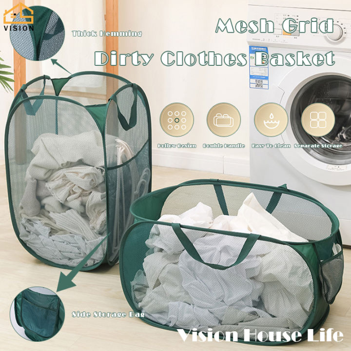 Vision Foldable Laundry Basket Portable Dirty Clothes Basket Hollow ...
