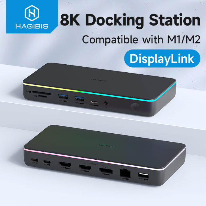 Hagibis DisplayLink USB C Docking Station Triple Display 3 Monitors ...