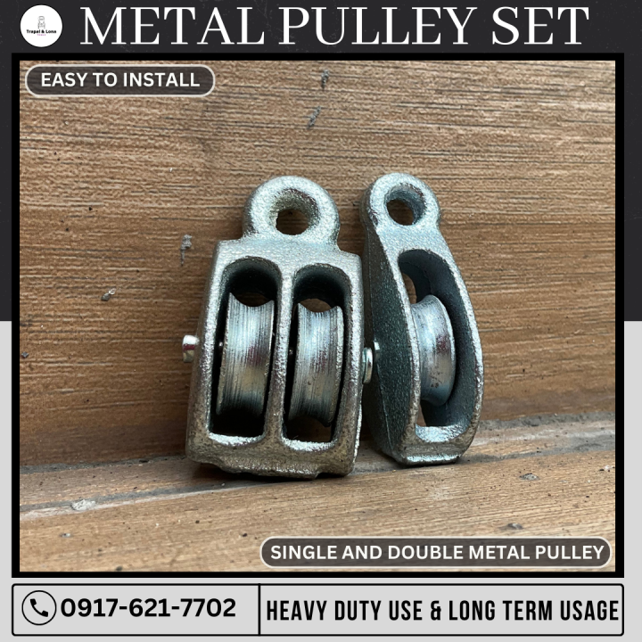 Pulley Set Double/Single Metal Pulley For Roll Up and Roll Down Pulley for Rope | Lazada PH