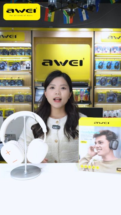 Awei AT6 Wireless Bluetooth Earphones 12.5 Hours of Battery Life Fast ...