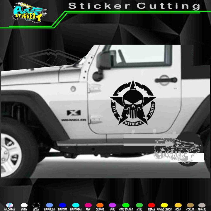 Stiker Cutting Sticker Body Kaca Mobil JEEP LIVE WITHOUT LIMITS ...
