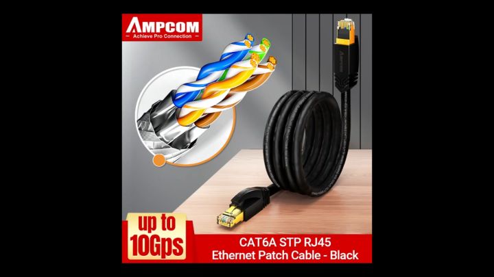 AMPCOM CAT6A STP Network Cable for Ultra-Fast Network Performance ...