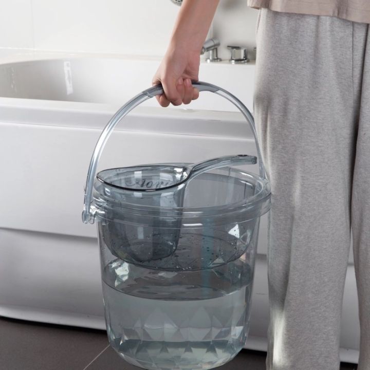 Thick Transparent Timba Tabo Basin Set Bucket Dipper Home Kitchen Bathroom Clear and Convenient ...
