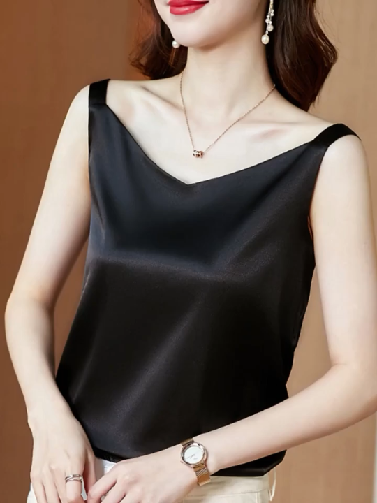 TTQQ Women's Camisole Summer New Korean Fashion Bottoming Shirt Satin ...