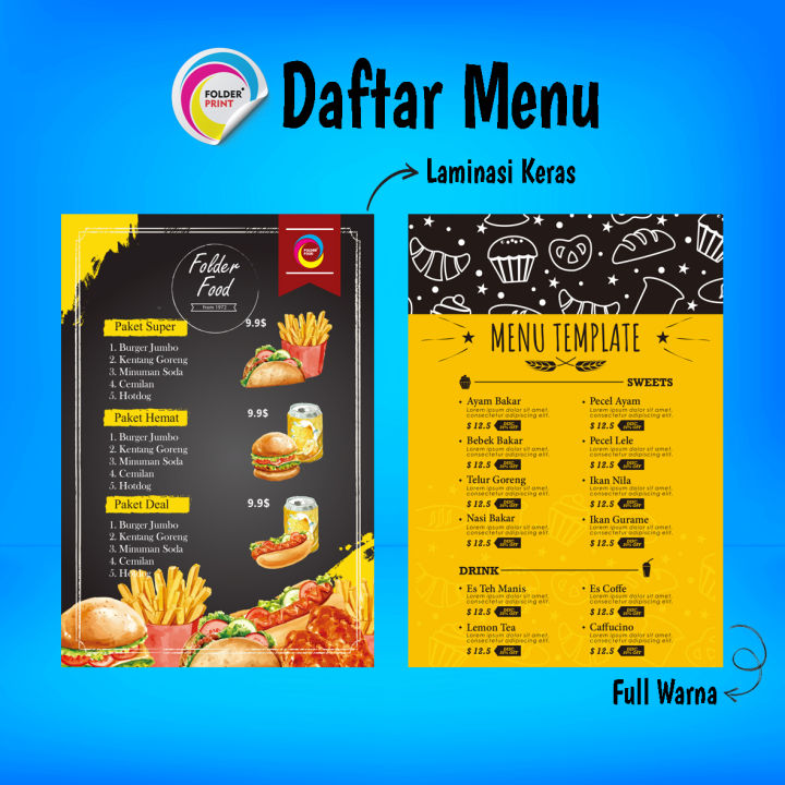 Cetak Daftar Menu Makanan Minuman Cafe Custom A4 - Minimum Pemesanan 2 ...