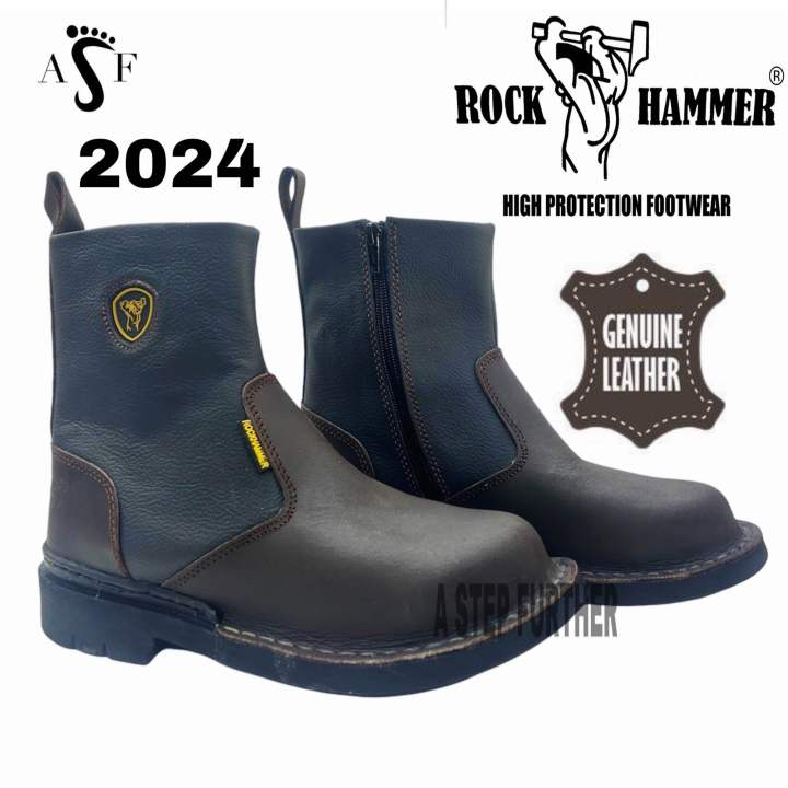 NEW DESIGN 2024 ROCK HAMMER FULL LEATHER SAFETY SHOE BOOT MID HIGH CUT ...