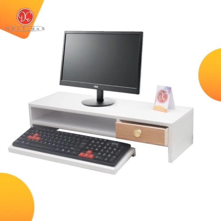 Meja Stand Monitor Tempat PC Dudukan Komputer Dengan 1 Laci Plus Tempat ...