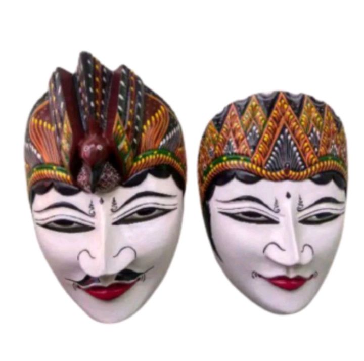 Topeng Rama Shinta Batik Variasi Putih Bahan Kayu | Lazada Indonesia
