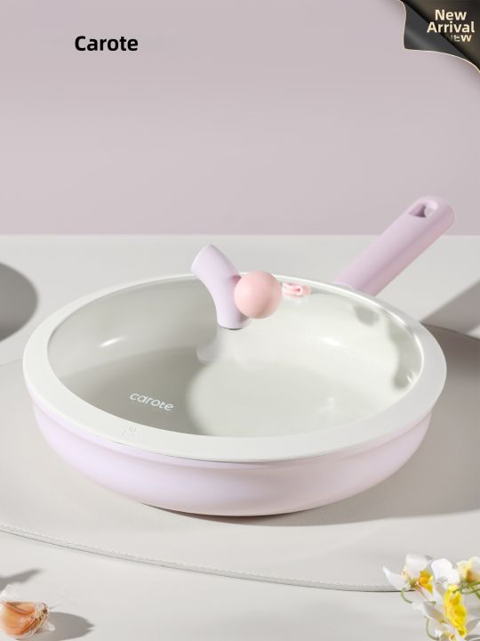CAROTE | Flat Bottom Pan Titanium Ceramic Nonstick Pan Home Use Steak ...