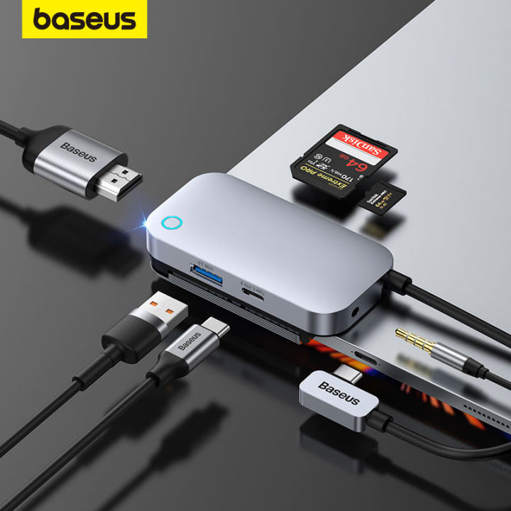 Baseus USB C Hub for iPad Pro 6-in-1 USB Hub Docking Station USB C to ...