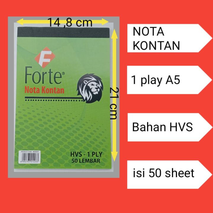 nota kontan Forte ukuran A5 1 ply isi 50 lembar 2 ply isi 25 lembar ...