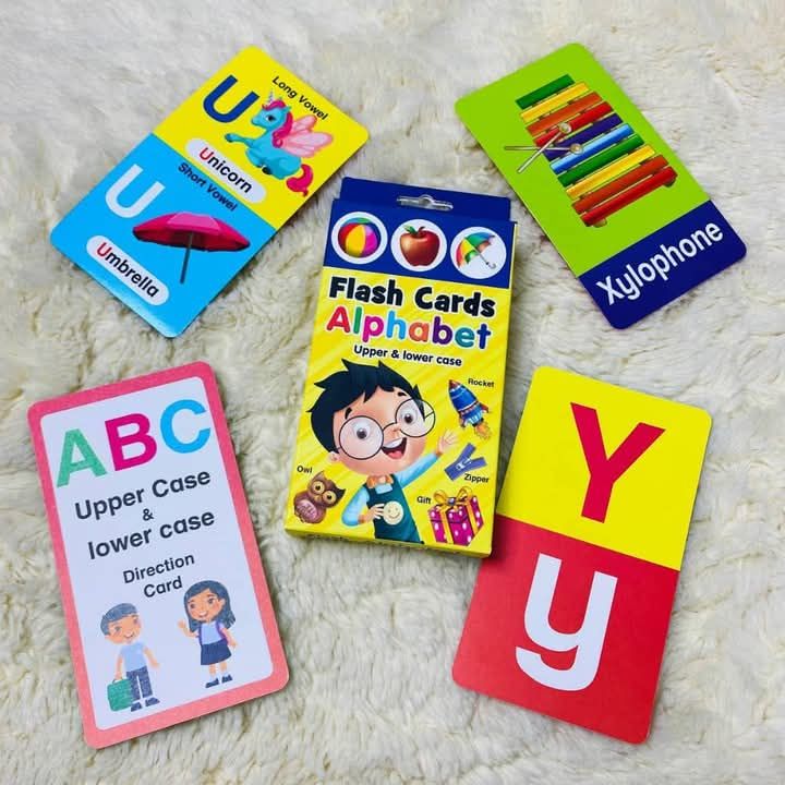 FLASH CARDS - ALPHABET UPPER & LOWER CASE(YELLOW-BLUE) | Lazada