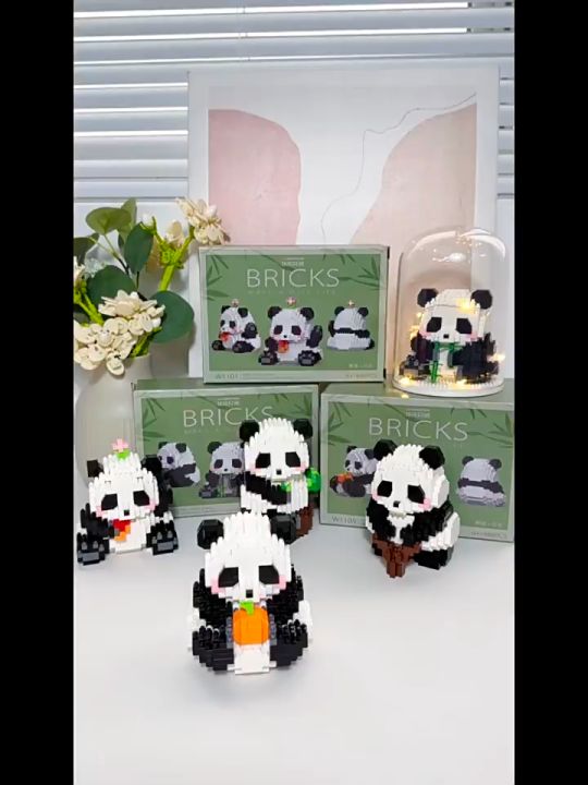 Mini Panda Cartoon Building Blocks A Box can be Assembled into Two ...