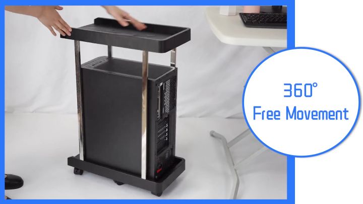 Sturdy Stainless Steel 3-Tier CPU Stand with 6-Brake Casters & 360 ...