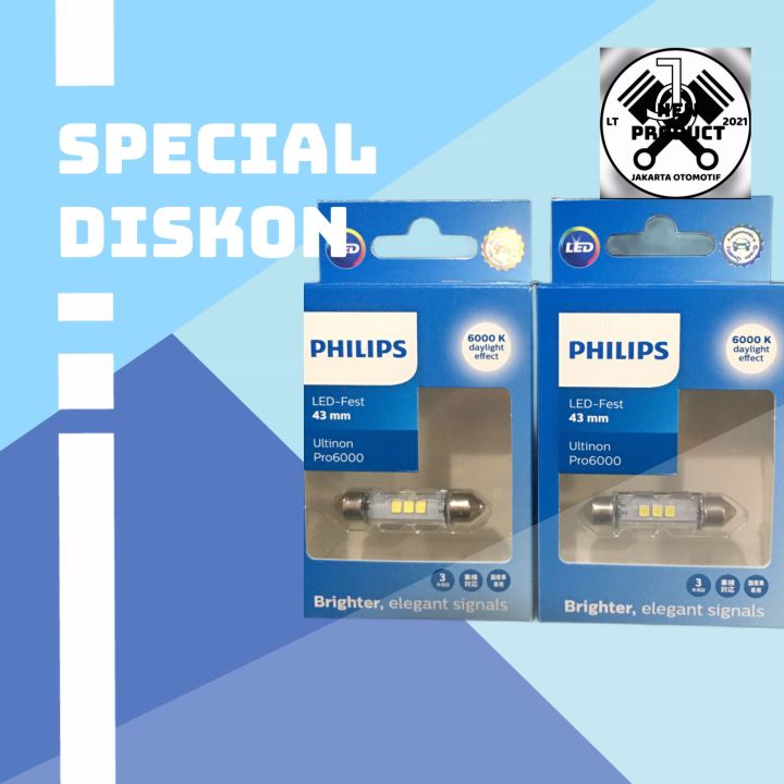 Philips Ultinon Pro6000 LED Festoon 43 mm 6000K Daylight Effect Putih ...