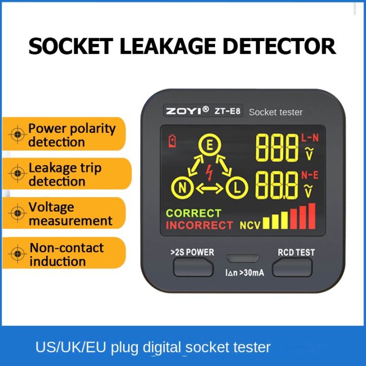 Digital Socket Tester Voltage Test US/UK/EU Plug Socket Detector Ground ...