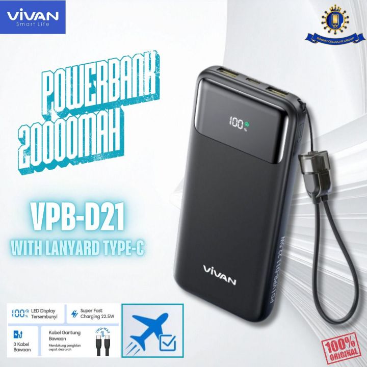 VIVAN VPB-D21 POWER BANK 20000mAh PD 22.5W Two Way Fast Charging With ...
