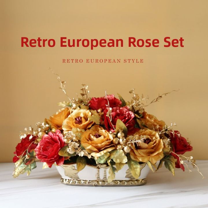 European Style Wedding Rose Artificial Flower Set Silk Flower Art ...