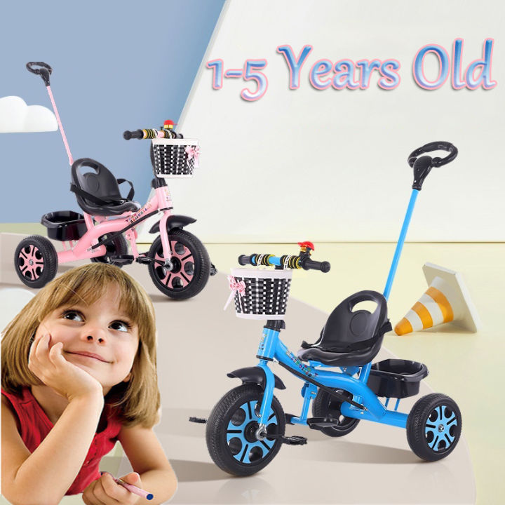 Stroller Bike For Kids With Safety Belt and Front Basket 3 Wheels Outdoor Toy Stroller | Lazada PH