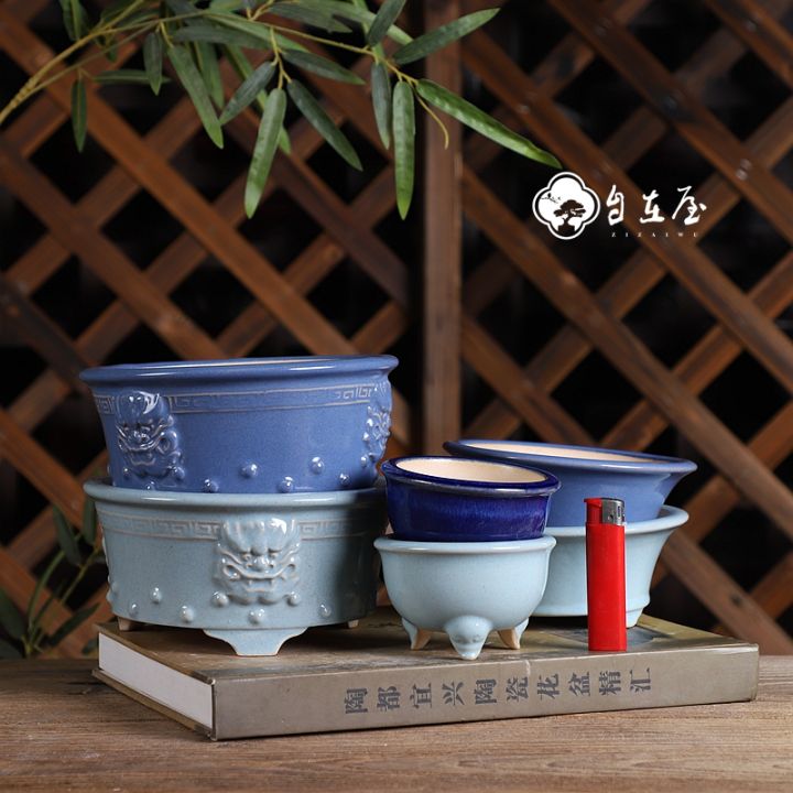 Free House Boutique Handmade Glazed Basin Green Plant Pot Landscape ...